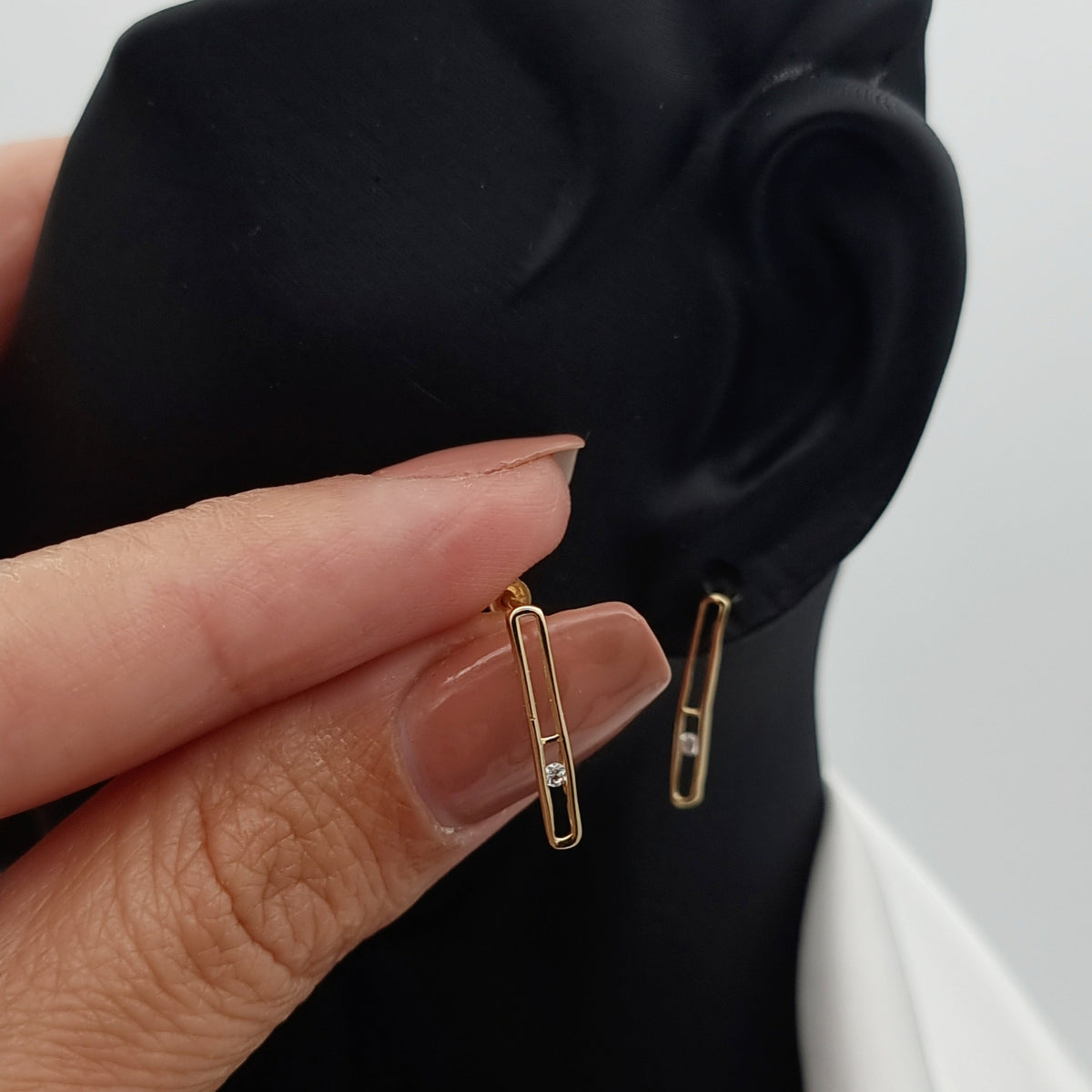 18K Pure Gold Long Stone Earring Set – Tala Gold Collection