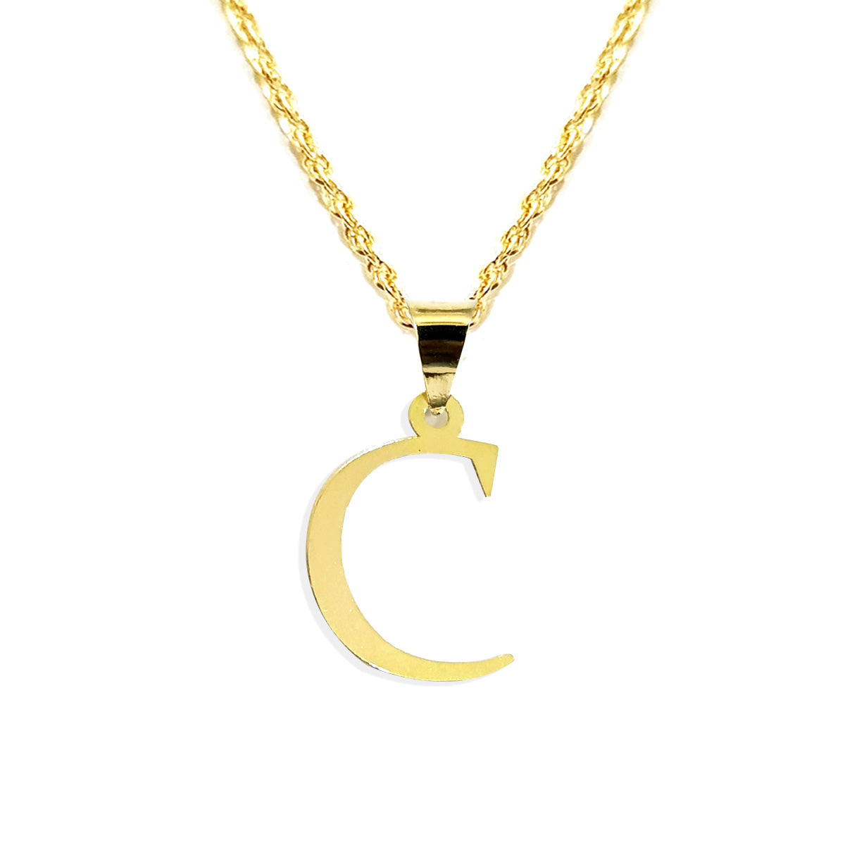 18K Pure Gold Letter C Design Necklace | 18K Gold Necklace for Women