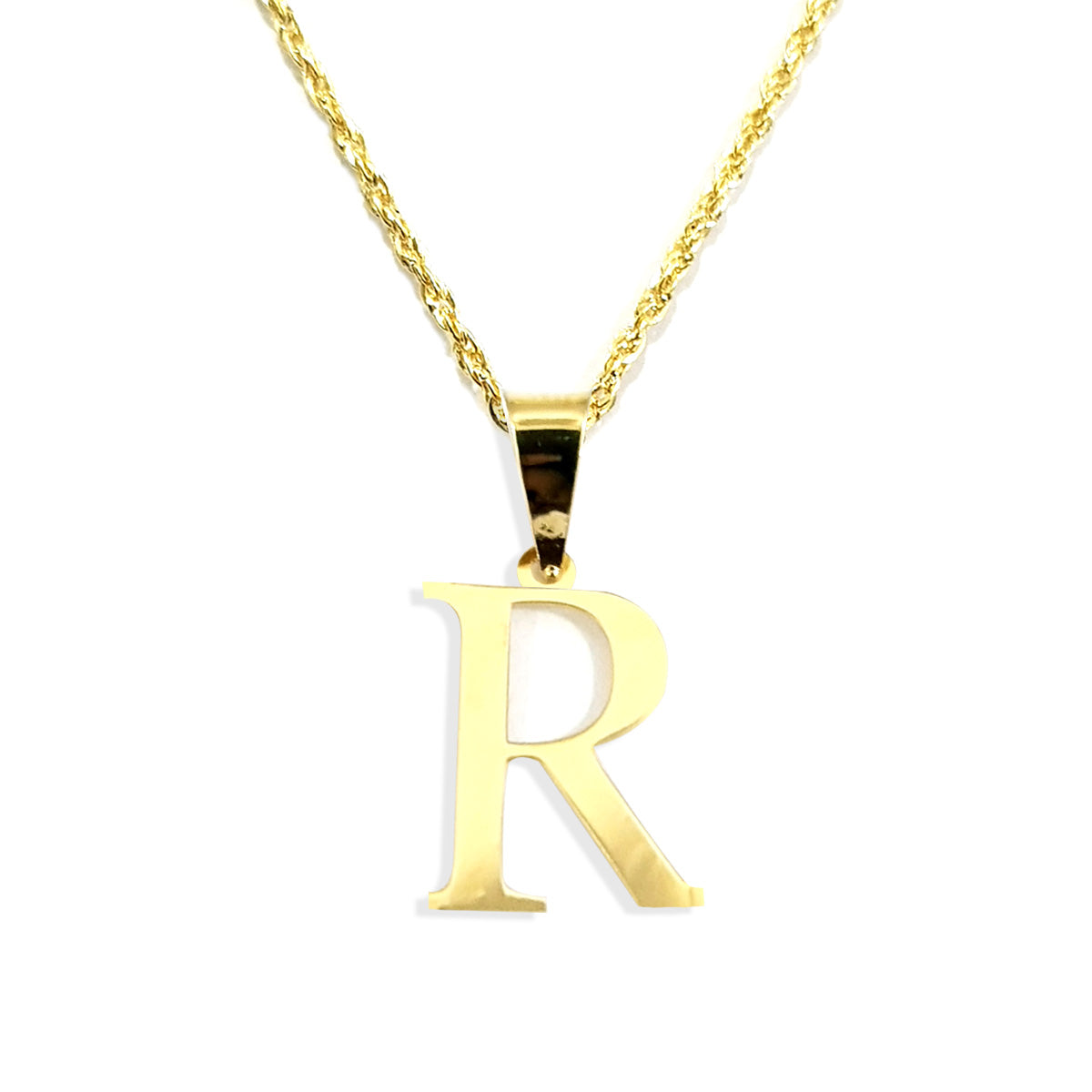 18K Pure Gold Letter R Necklace | 18K Gold Necklace for Women