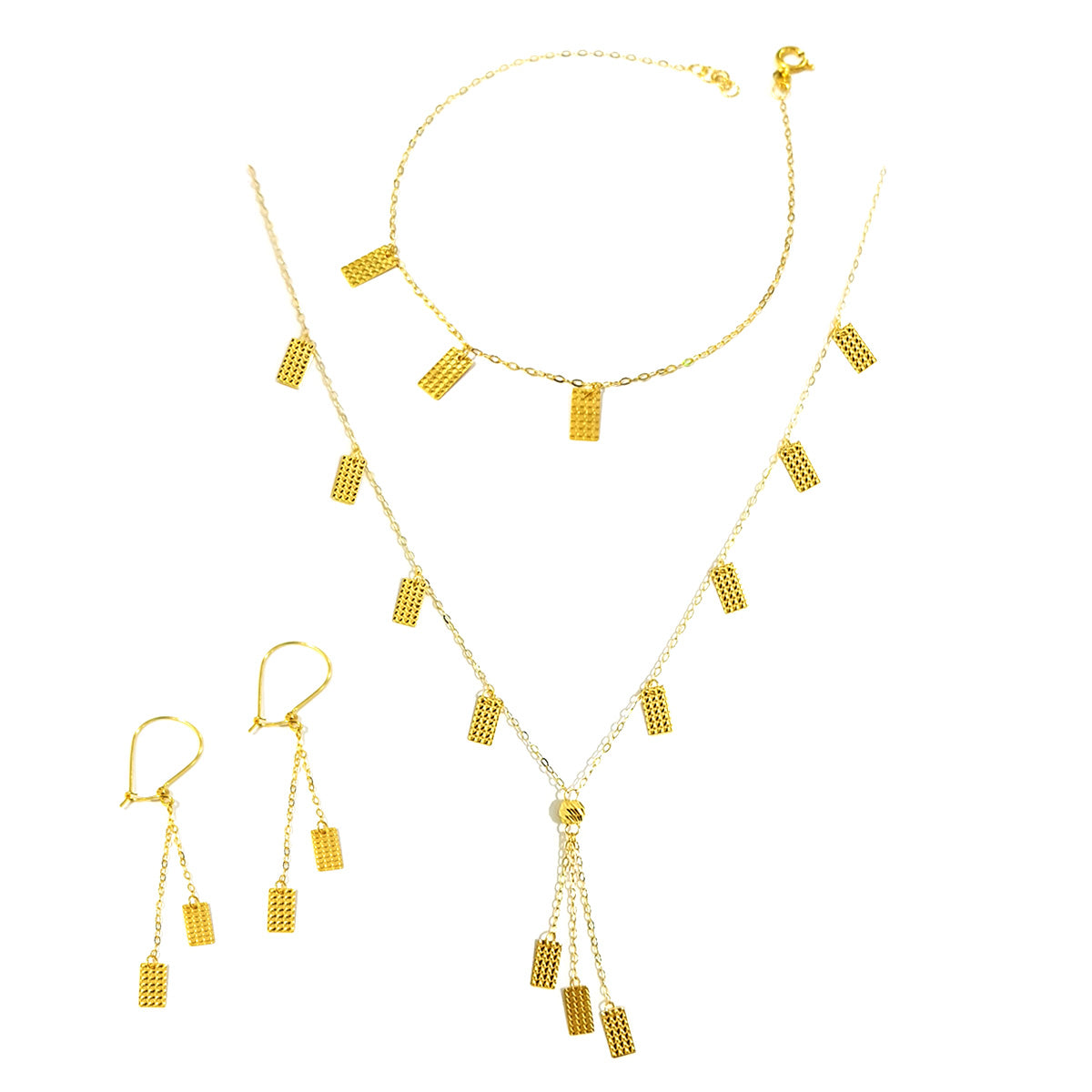 21K Pure Gold Rectangular Jewelry Set | Gold Jewelry Set | 18K Gold Jewelry