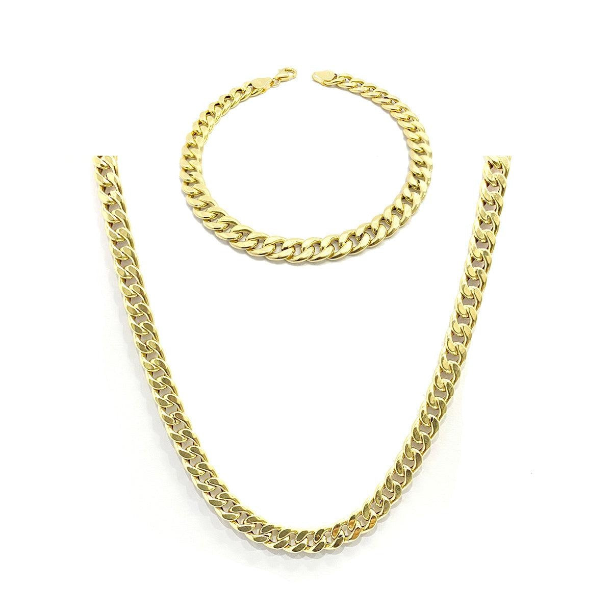 18K Pure Gold Cuban Chain Design Gold Set | Gold Jewelry Set | 18K Gold ...