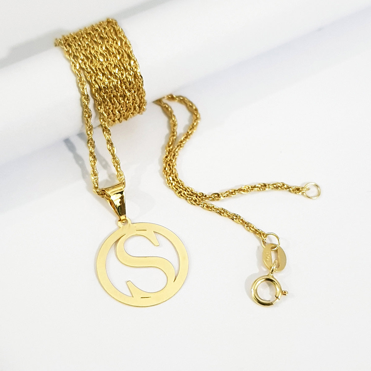 18K Pure Gold Letter S Design Necklace | 18K Gold Necklace for Women