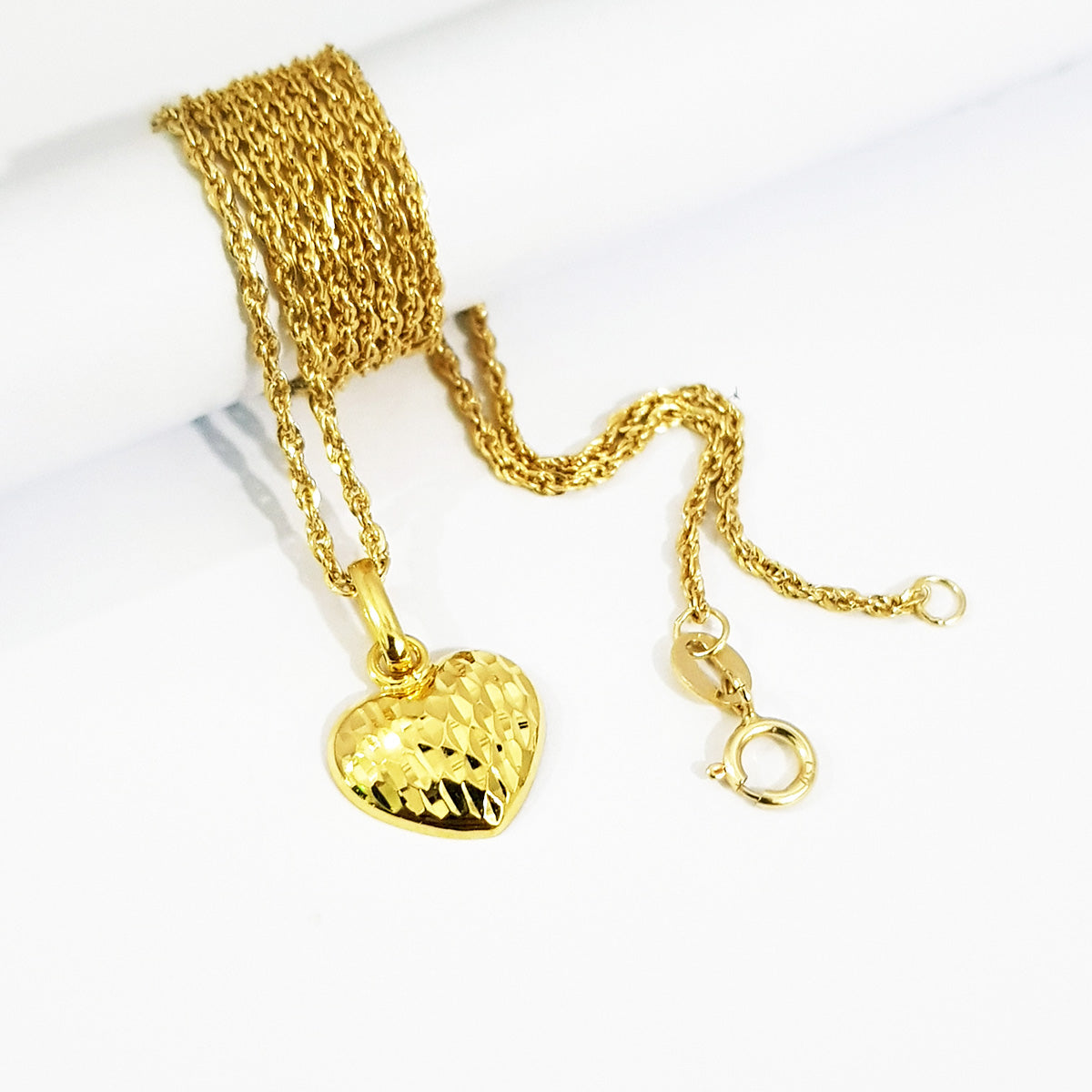18K Pure Gold Heart Design Necklace | Gold Necklace for Women | 18K Jewelry