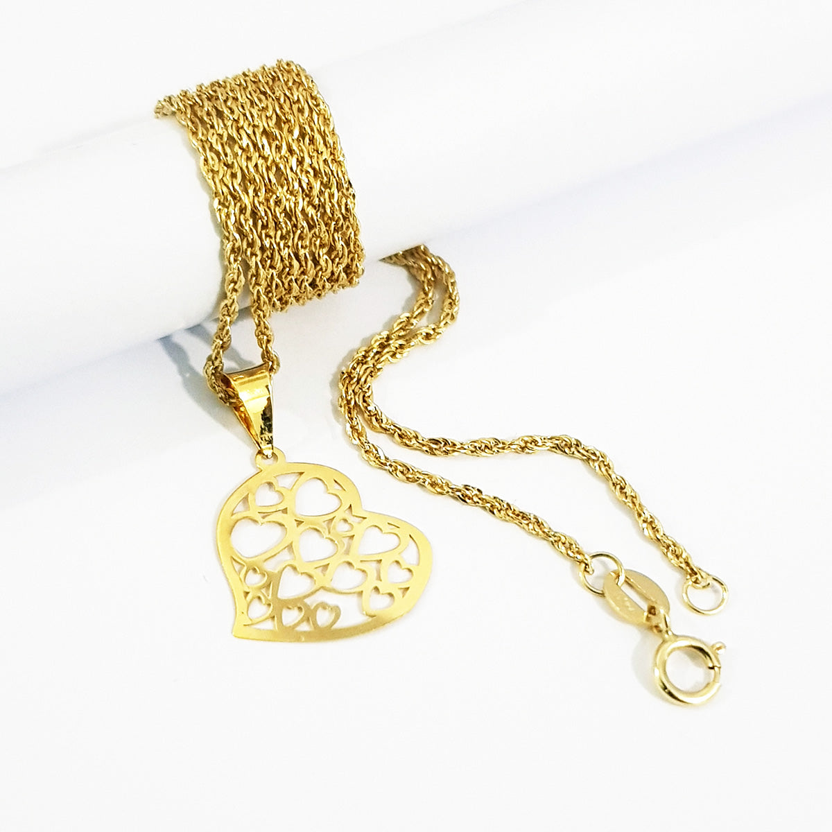 18K Pure Gold Heart Design Necklace | 18K Gold Necklace for Women