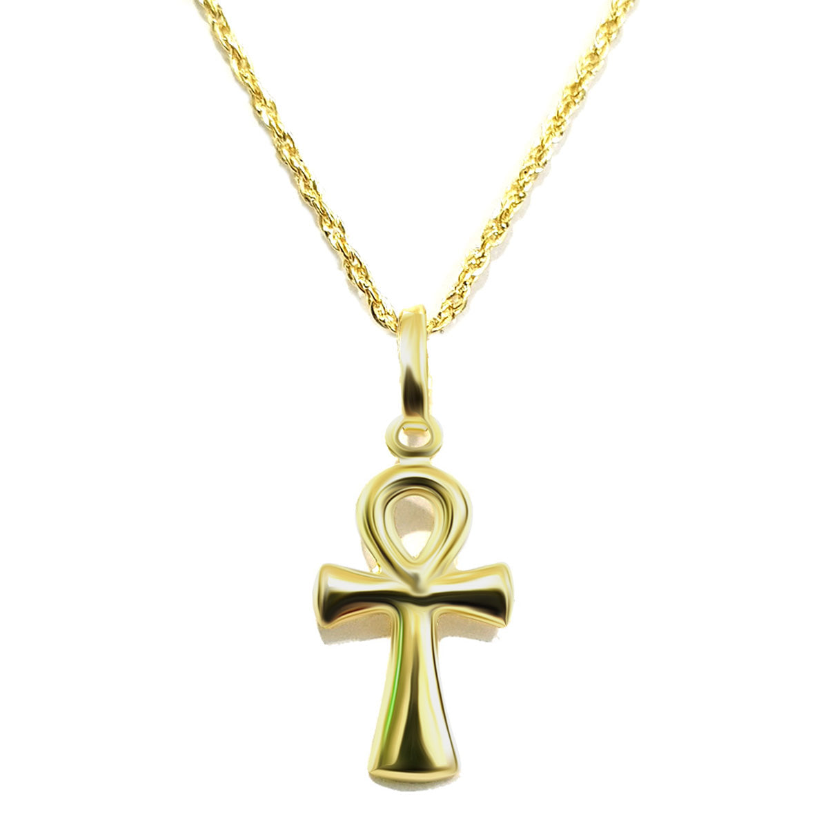 18K Pure Gold Egyptian Cross Design Necklace | 18K Gold Necklace for Women