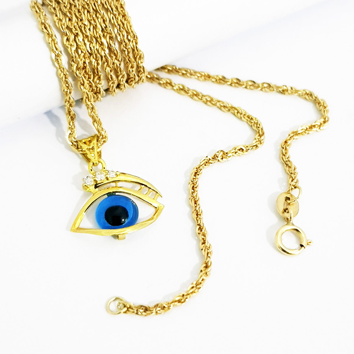 18K Pure Gold Eye Necklace