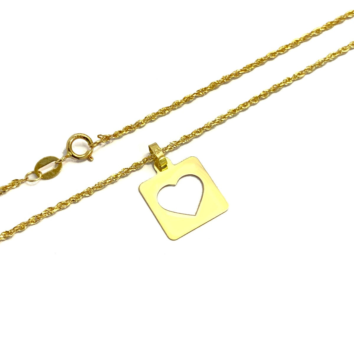 18K Pure Gold Heart Design Pendant Necklace | 18K Gold Necklace for Women