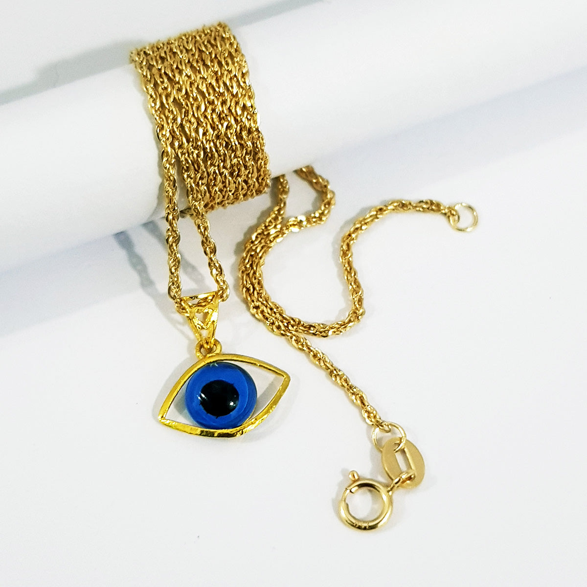18K Pure Gold Eye Design Necklace