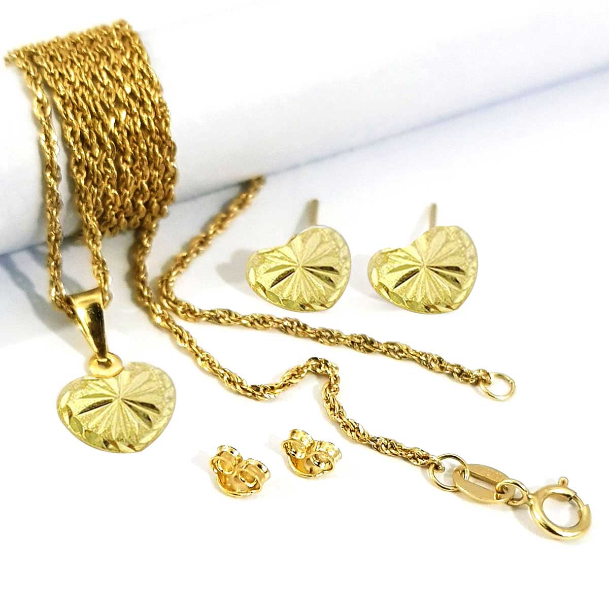 18K Pure Gold Heart Design Gold Set