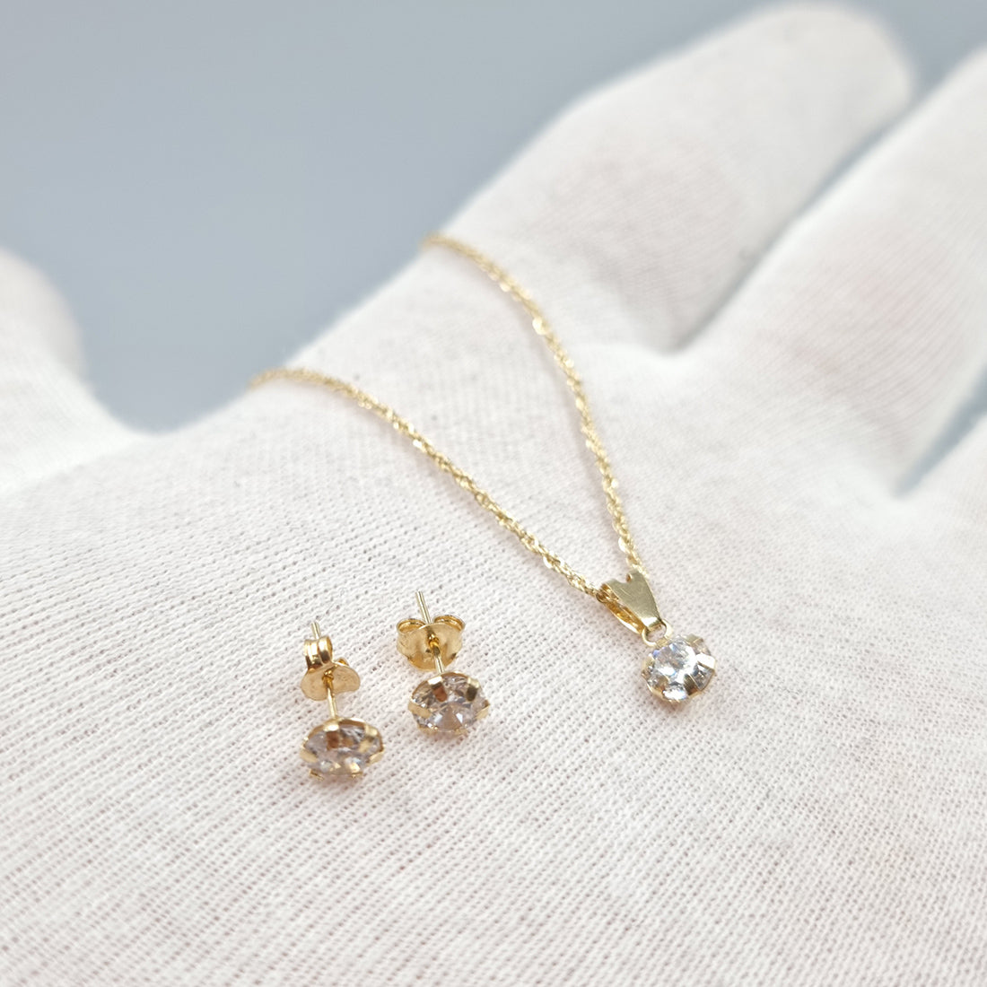 18K Pure Gold Crystal Jewelry Set | Gold Jewelry Set | 18K Gold Jewelry