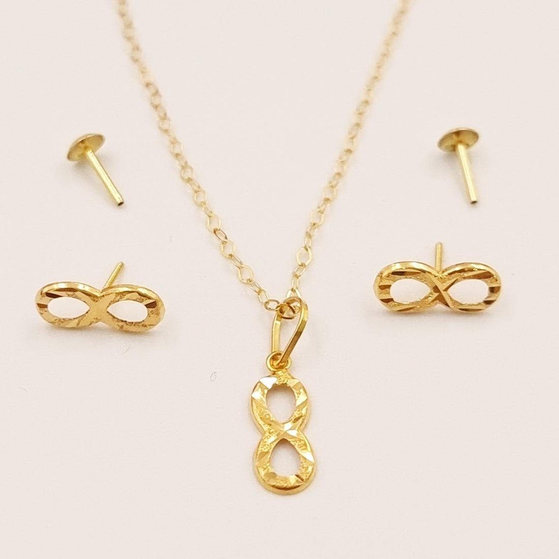 18K Pure Gold Infinity Jewelry Set | Gold Jewelry Set | 18K Gold Jewelry