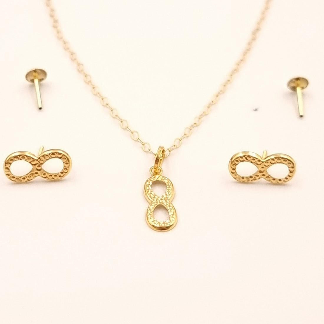 18K Pure Gold Infinity Screw Jewelry Set | Gold Jewelry Set | 18K Gold ...